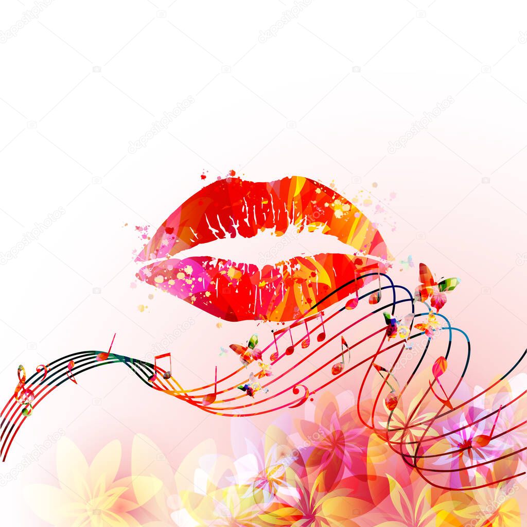 Watercolor Lips Notes Vector Illustration Vector de Stock de ...