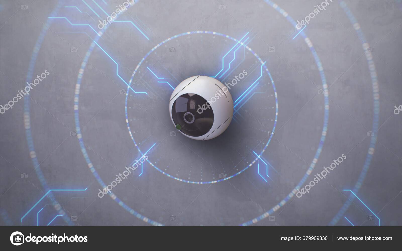 Rotating Security Camera Recognition Installed Wall Visual Effects ...