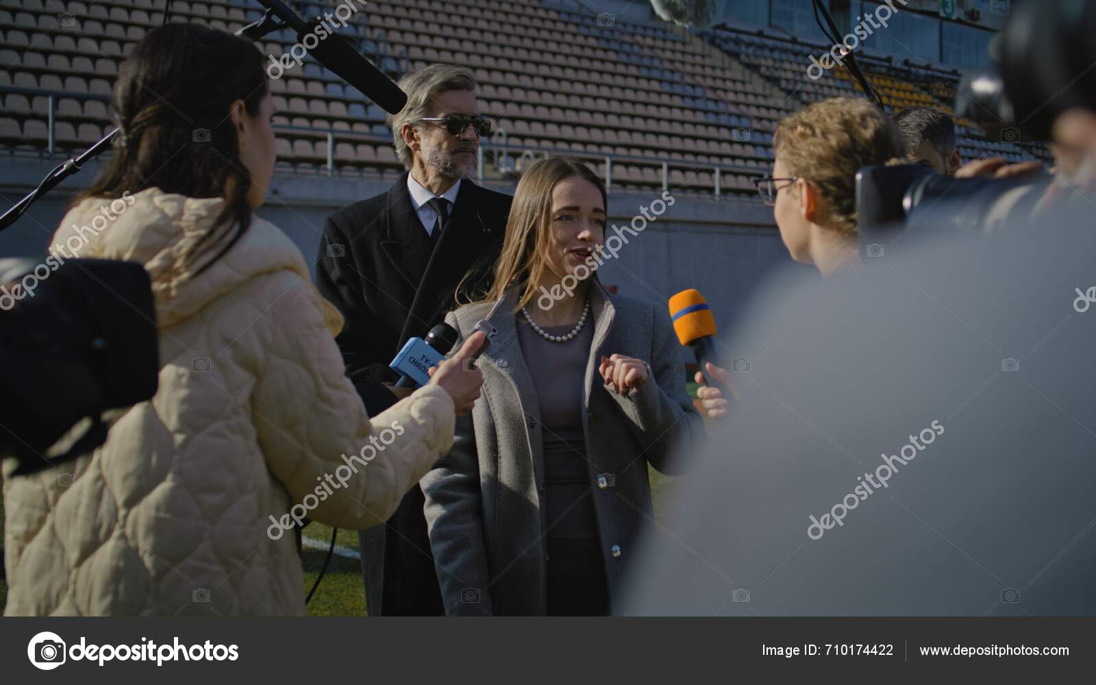 Two Organization Representative Answer Press Questions Give Interview ...