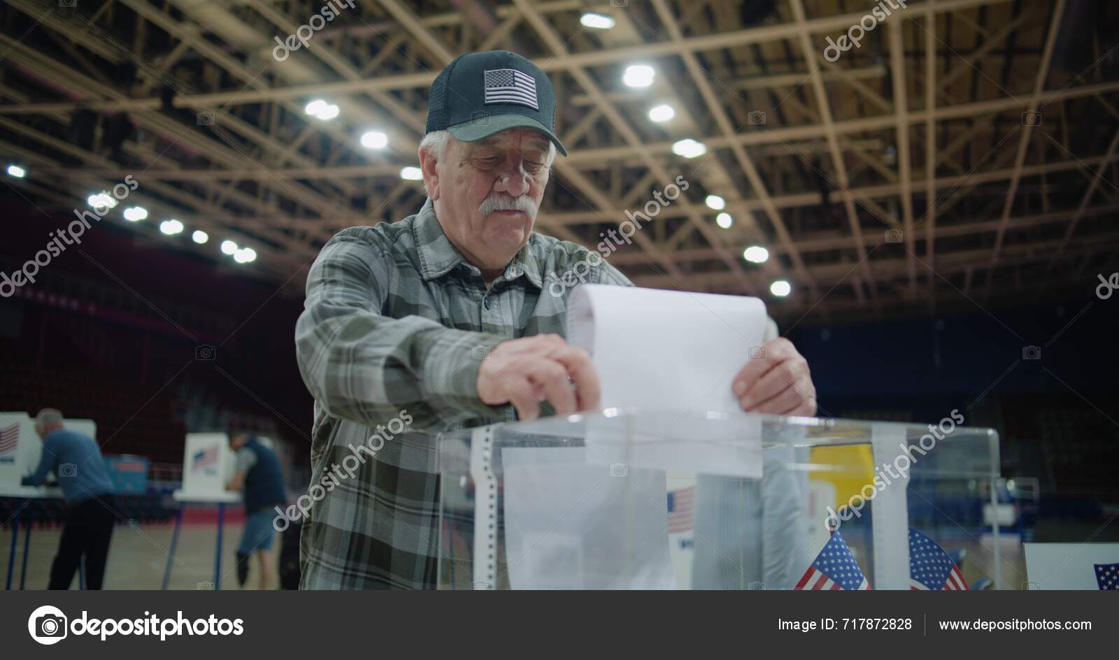 Close Shot Polling Box Standing Table Polling Station Elderly Voter ...