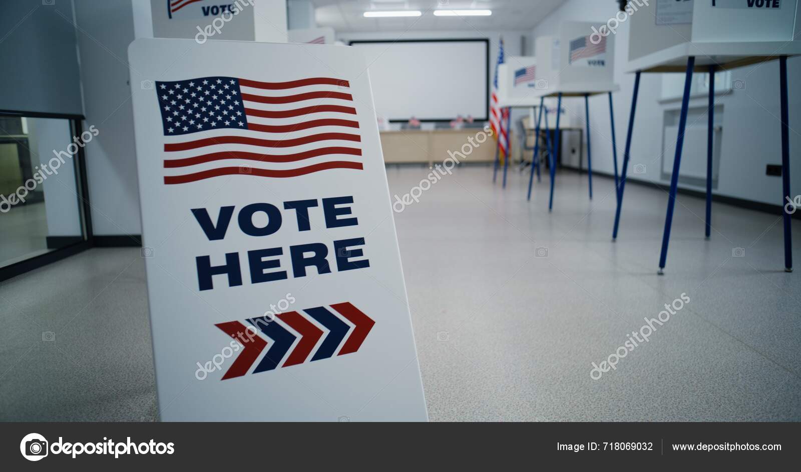 Sign American Flag Logo Calling Voting Voting Booths Polling Station ...