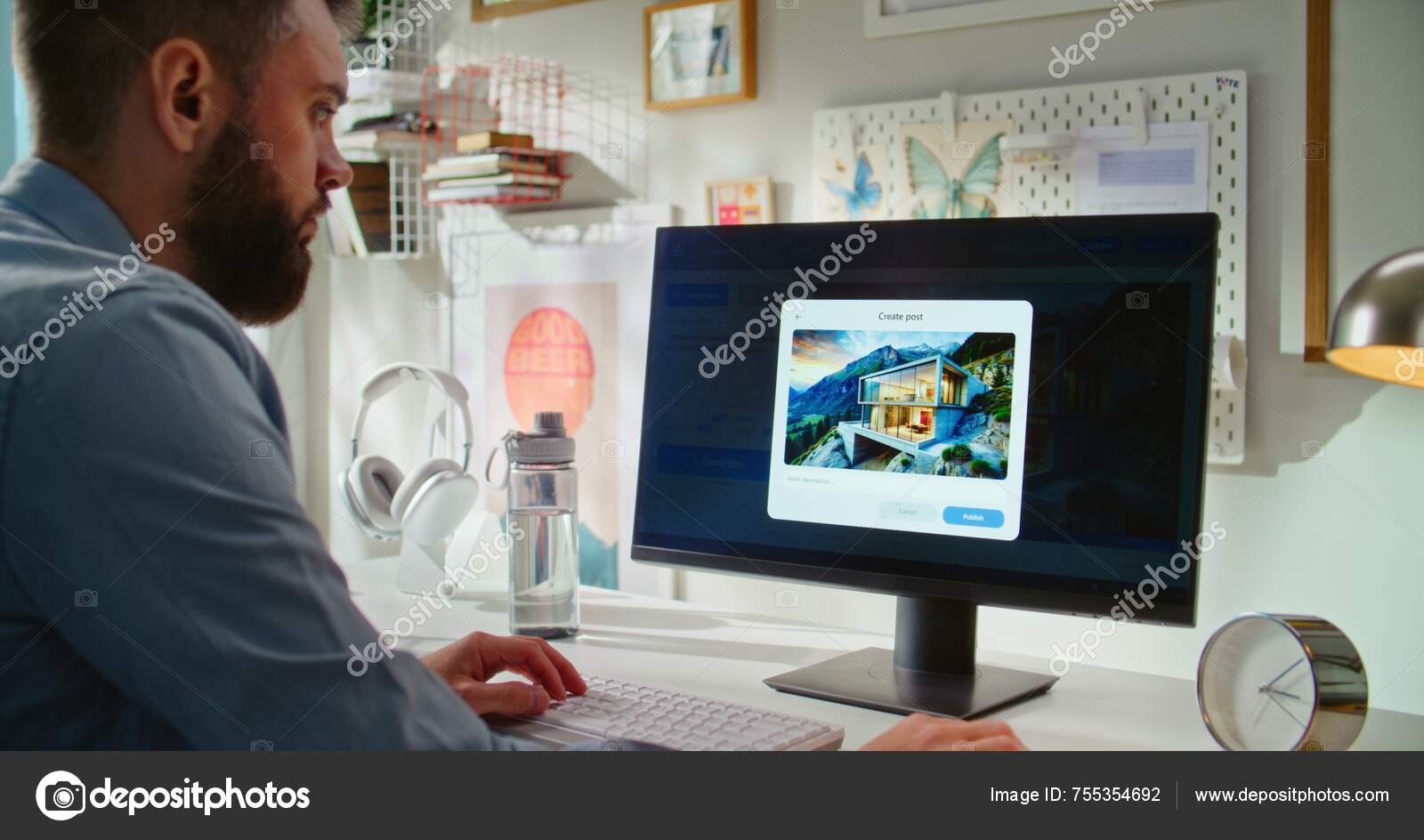 Adult Man Types Text Prompt Artificial Intelligence Software Personal ...