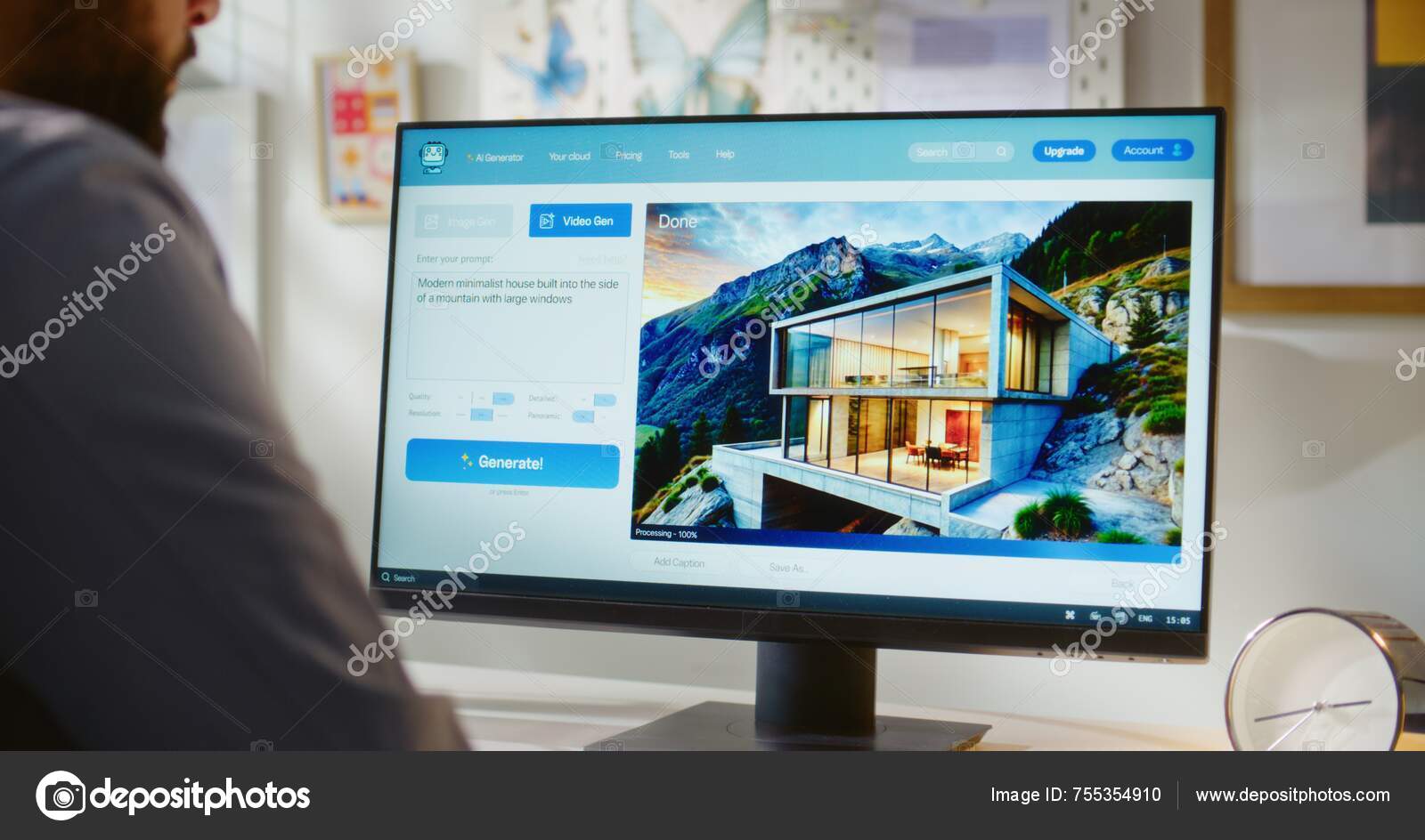 Close Adult Man Typing Prompt Artificial Intelligence App Using ...