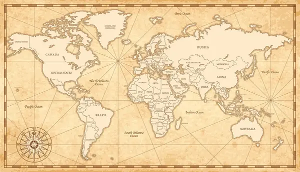 Vintage world map Vector Images | Depositphotos