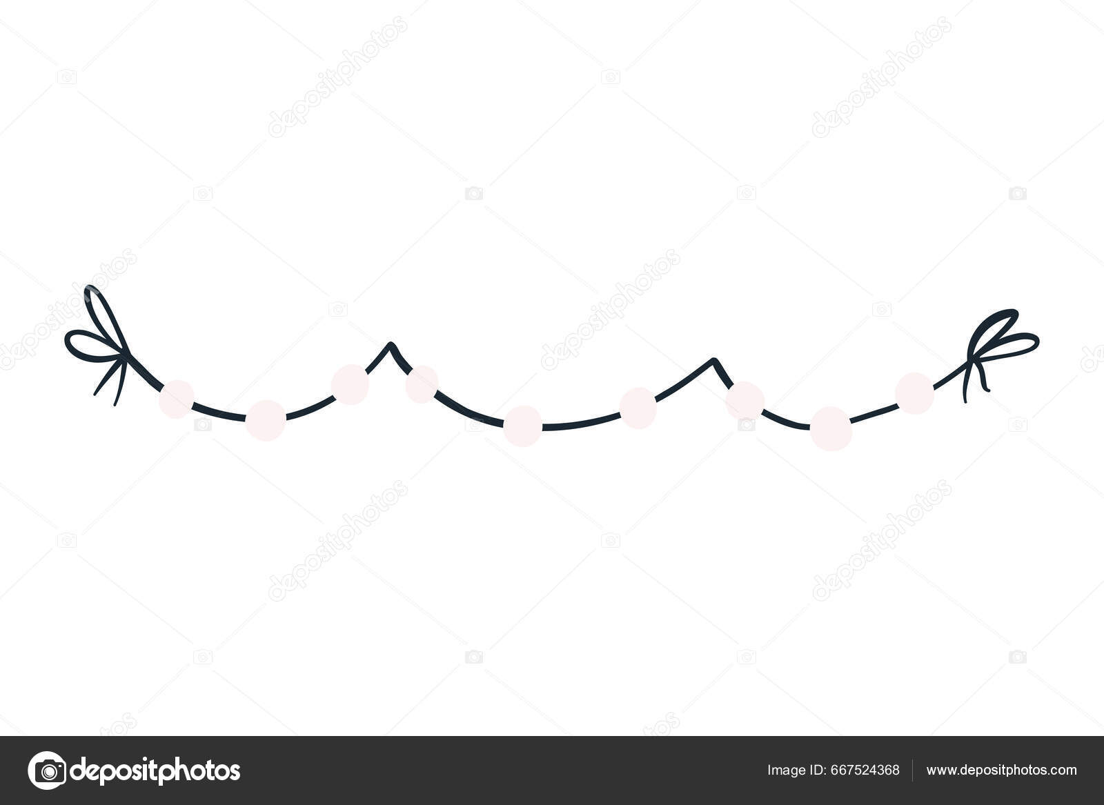 Cute Hand Drawn String Bulbs Flat Vector Illustration Isolated White ...