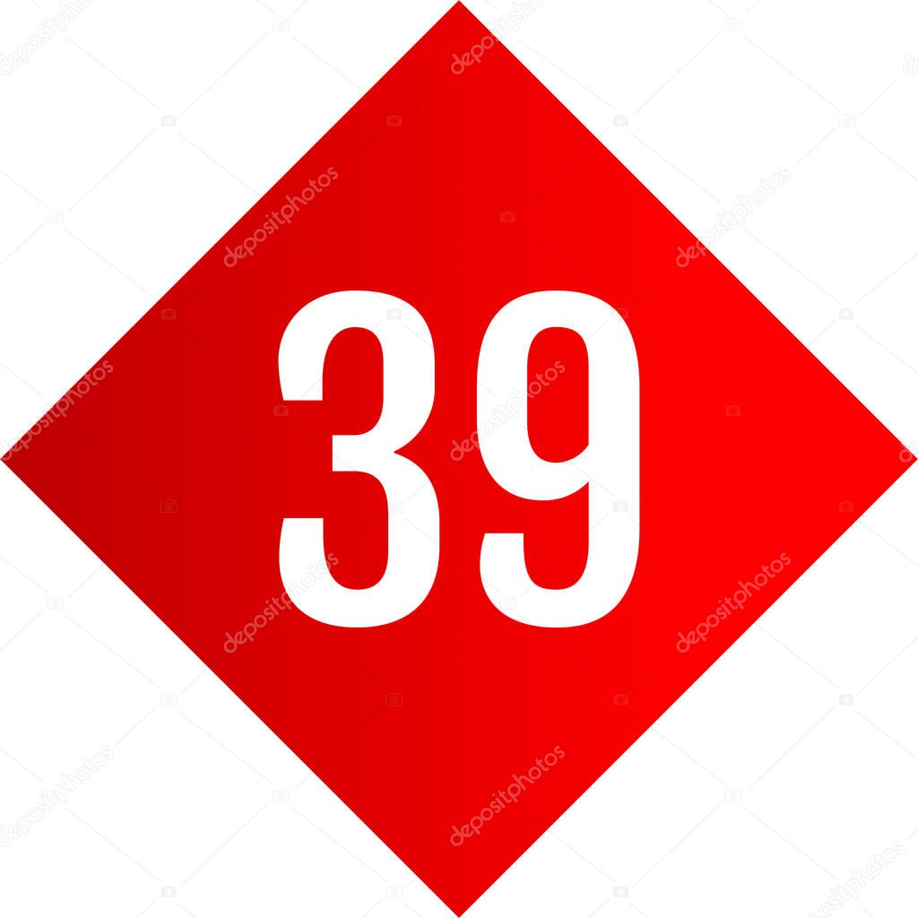 Número 39 logotipo, ilustración vectorial 2023