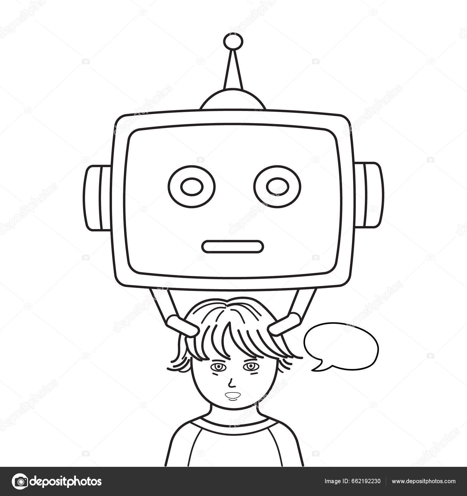 Artificial Intelligence Robot Computer Controlling Young Child Person ...