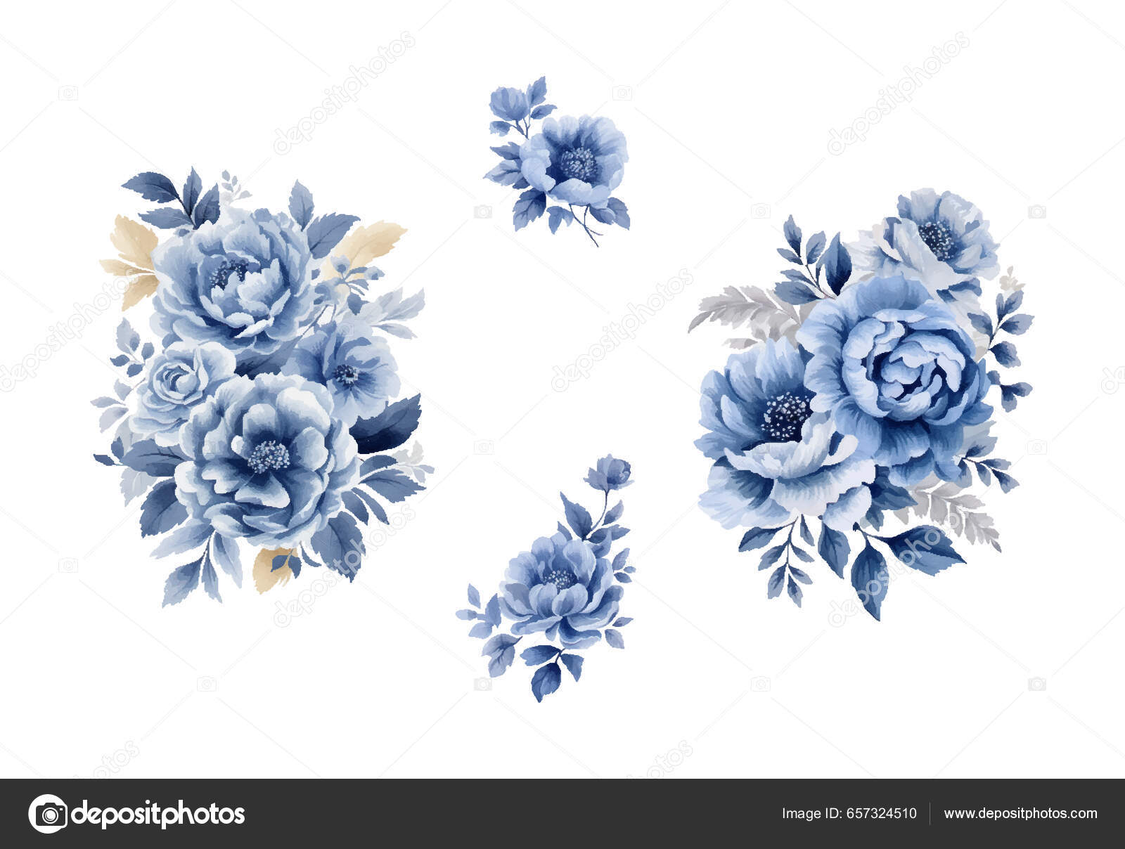 Clip Art De Acuarela Azul Azure Blue Watercolor Flowers Clipart, Pale
