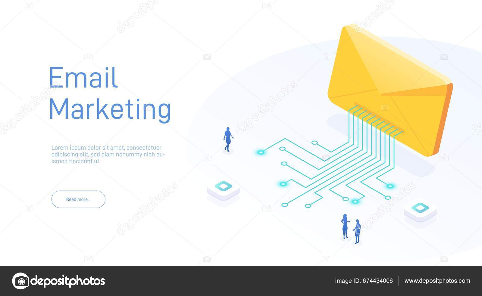 Isometric Email Services Concept Data Analysis Checking Email Computer ...