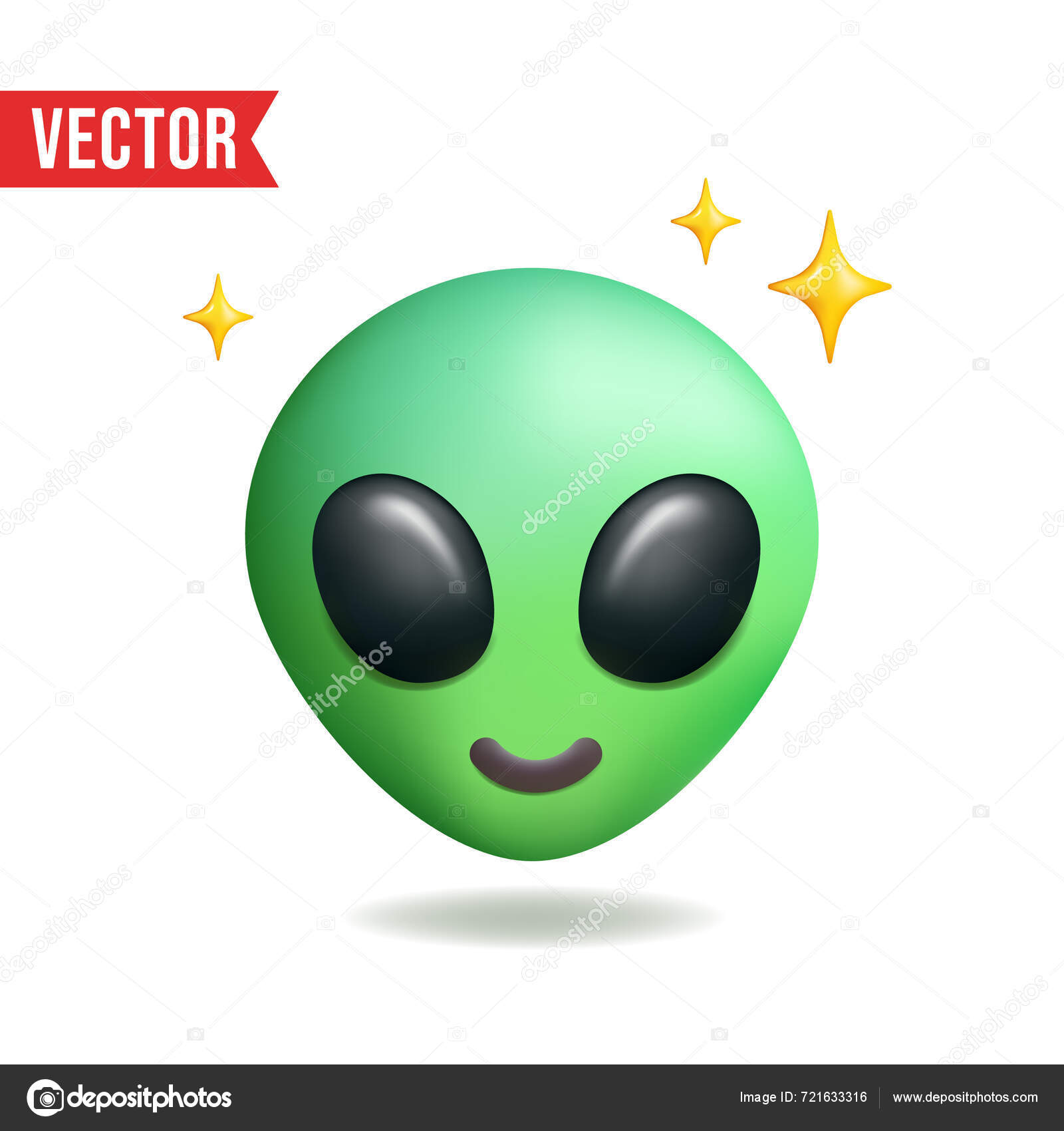 Alien Emoji Isolated White Background Vector Illustration Stock Vector ...