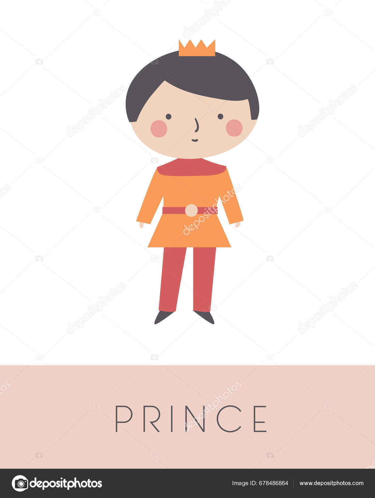 Fairy Tale Flashcard Learning English Words Kids Cute Hand Drawn Stock ...