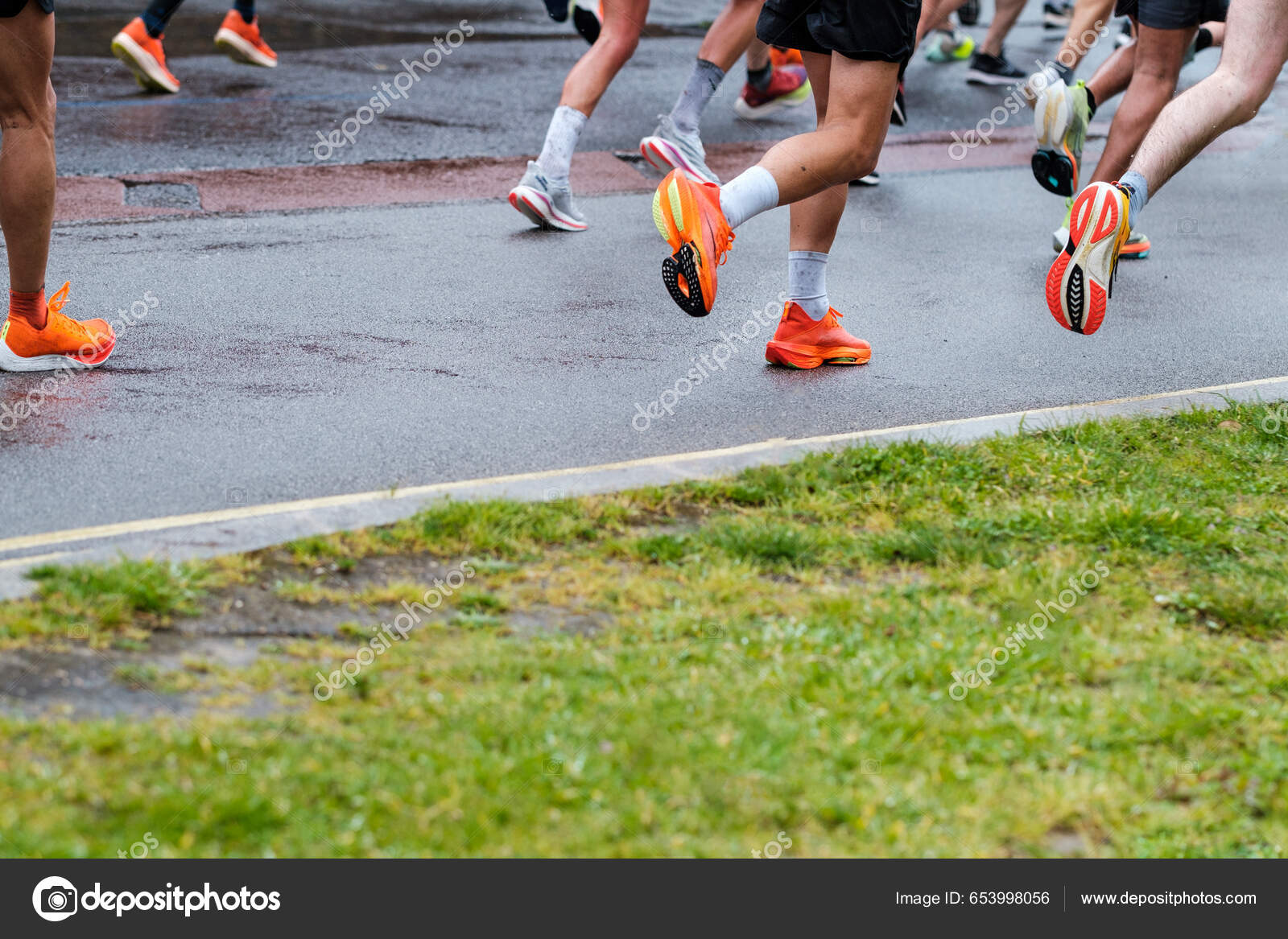Back View Marathon People Legs Running Can Only See Part — Stock Photo ...