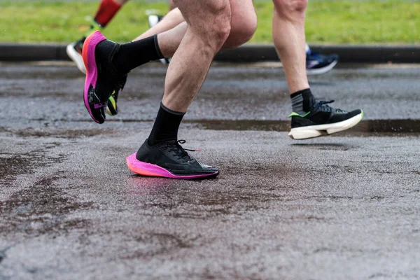Back View Marathon People Legs Running Can Only See Part — Stock Photo ...