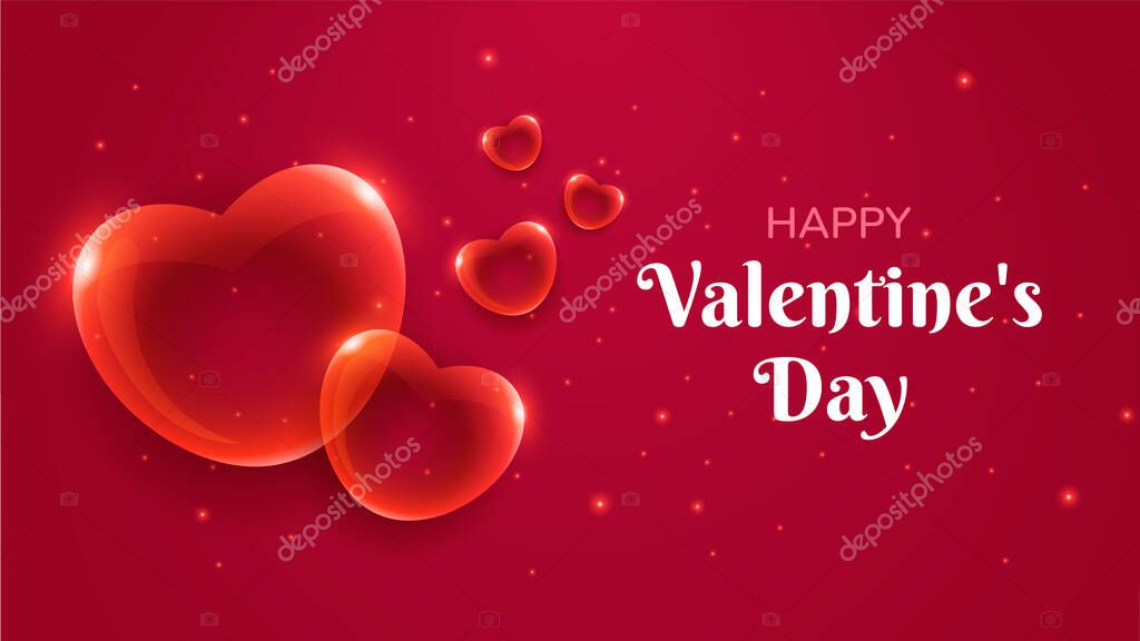 Feliz d a de San Valent n vector fondo con corazones de vidrio. 2024