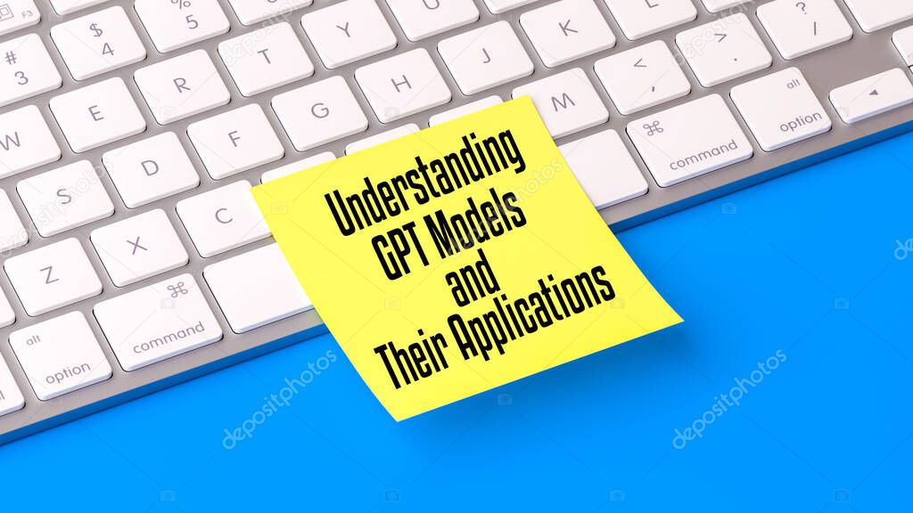 Comprensión de los modelos GPT y sus aplicaciones texto en nota adhesiva. Fondo del teclado del ...