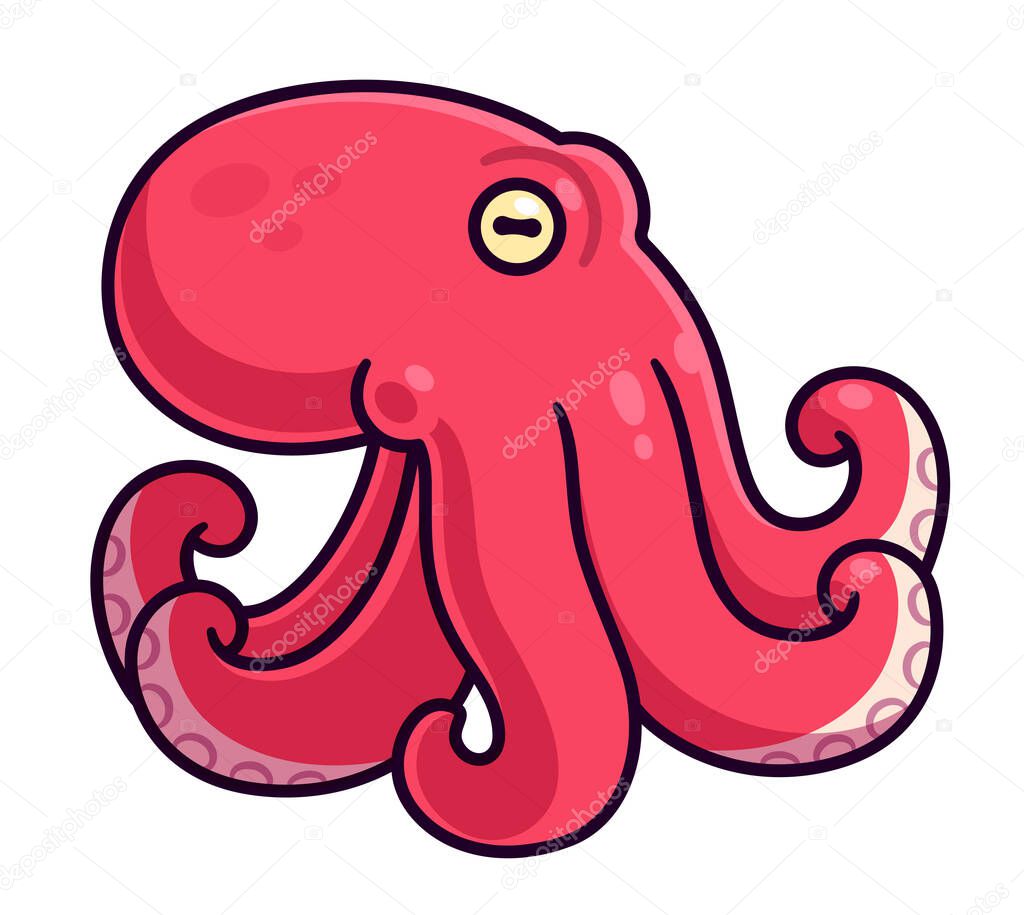 Octopus Cartoon Drawing Isolated Vector Illustration Vector de stock ...