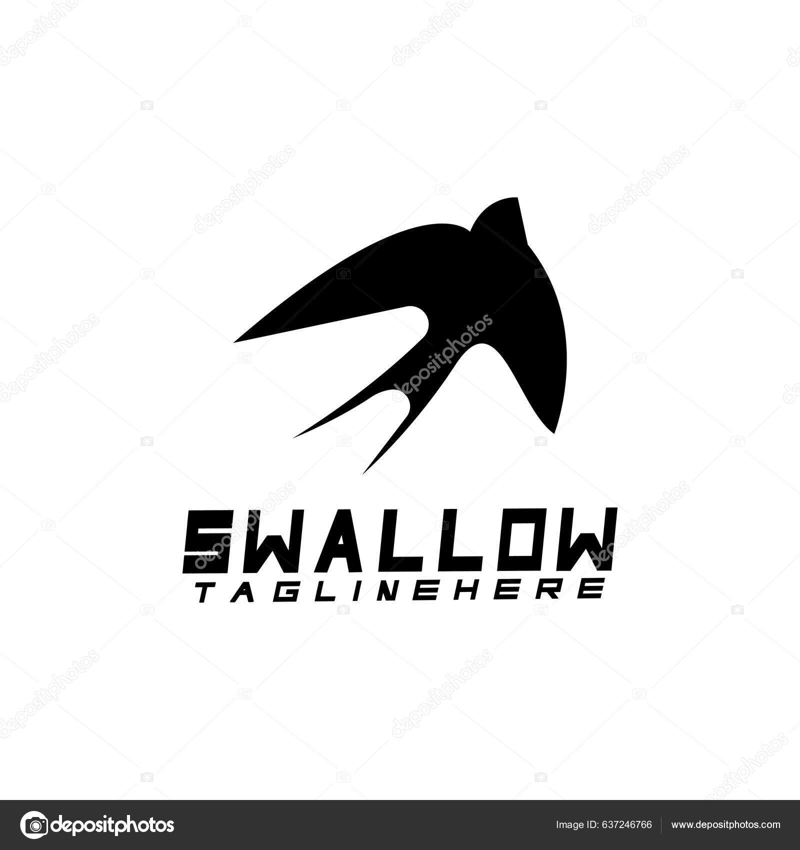 Swallow Logo Silhouette Swallow Flying Logo Vector Isolated White ...