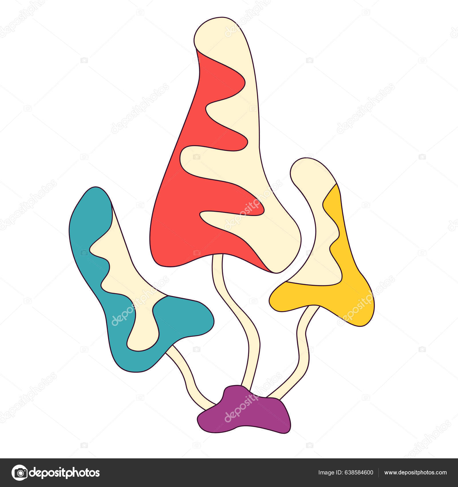 1970 Magic Mushrooms Mycelium Icon Psychedelic Trippy Fungus Retro ...