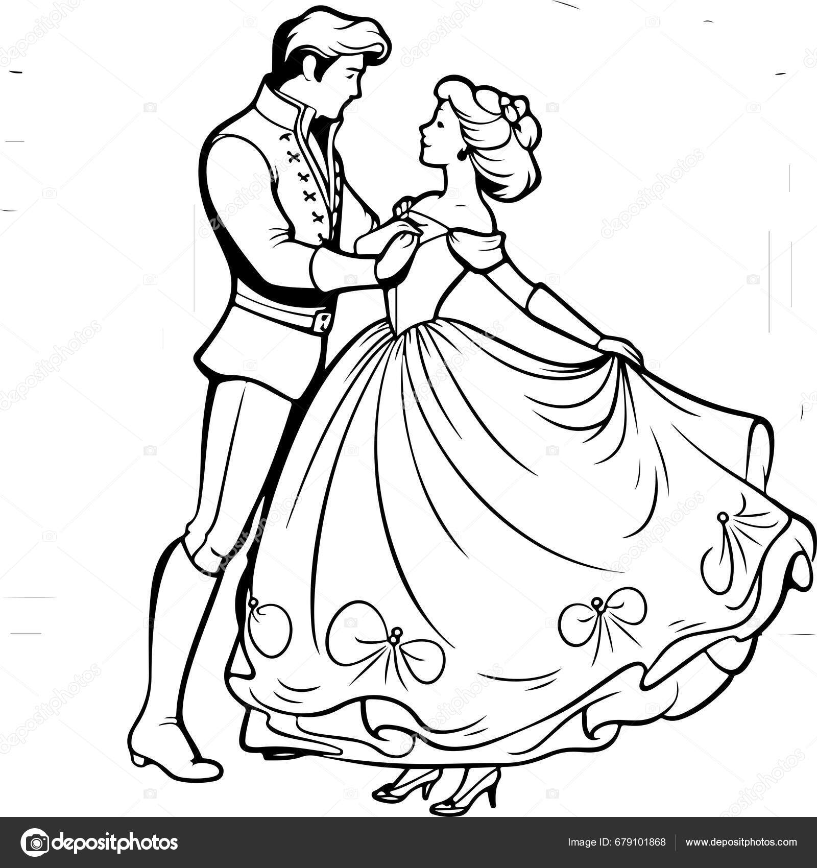 Buku Mewarnai Putri Putri Dan Ilustrasi Pangeran Vektor Stok oleh ...