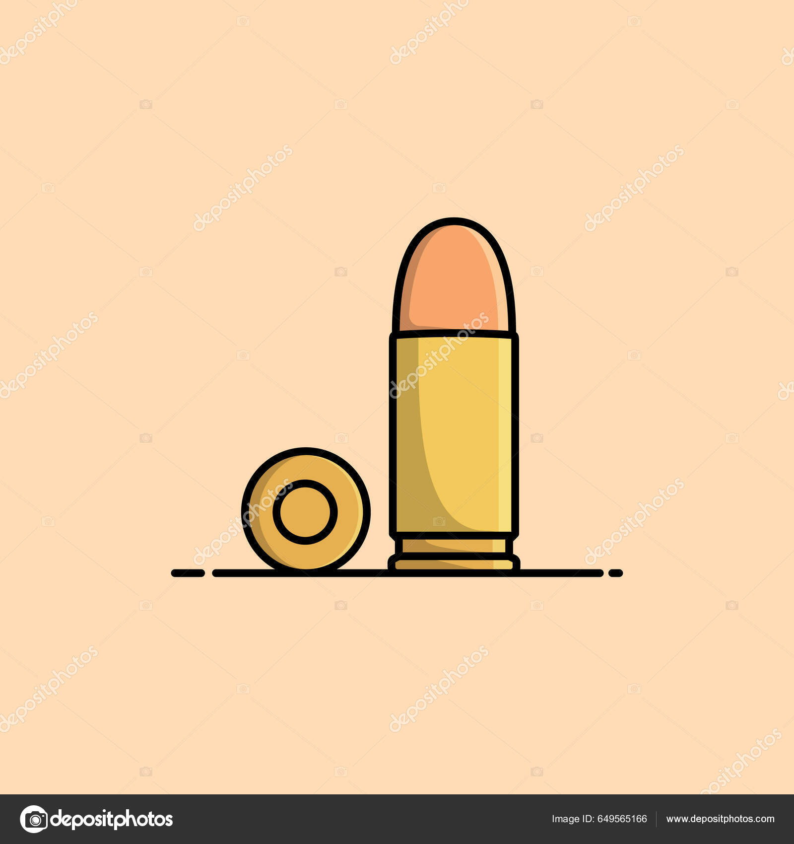 Close 9Mm Bullet Vector Light Background Cartoonish Illustration Stock ...