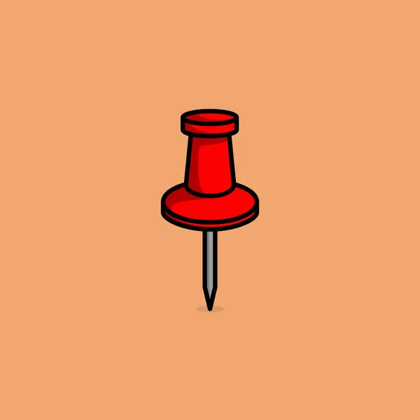 Red Cartoonish Thumbtack Pin Isolated Red Background Vector ...