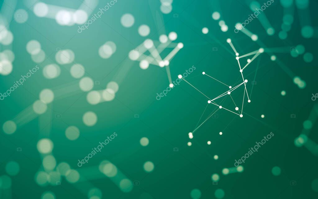 Fondo abstracto 3d. Tecnolog a de mol culas con formas poligonales, puntos de conexi n y l neas ...