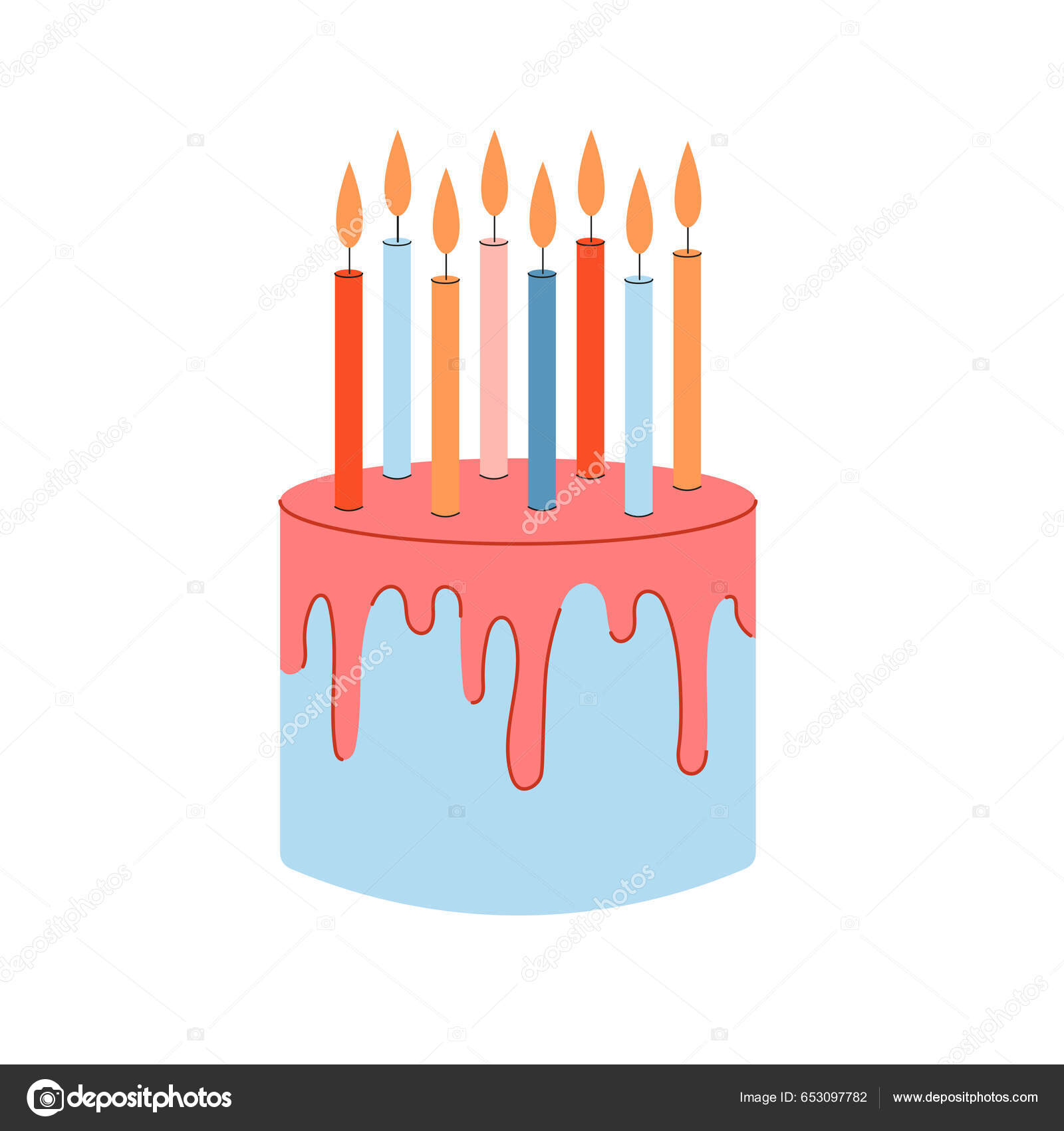 Birthday Cakes Vector Flat Illustration Stock Vector by ©Khrystyna.dm ...