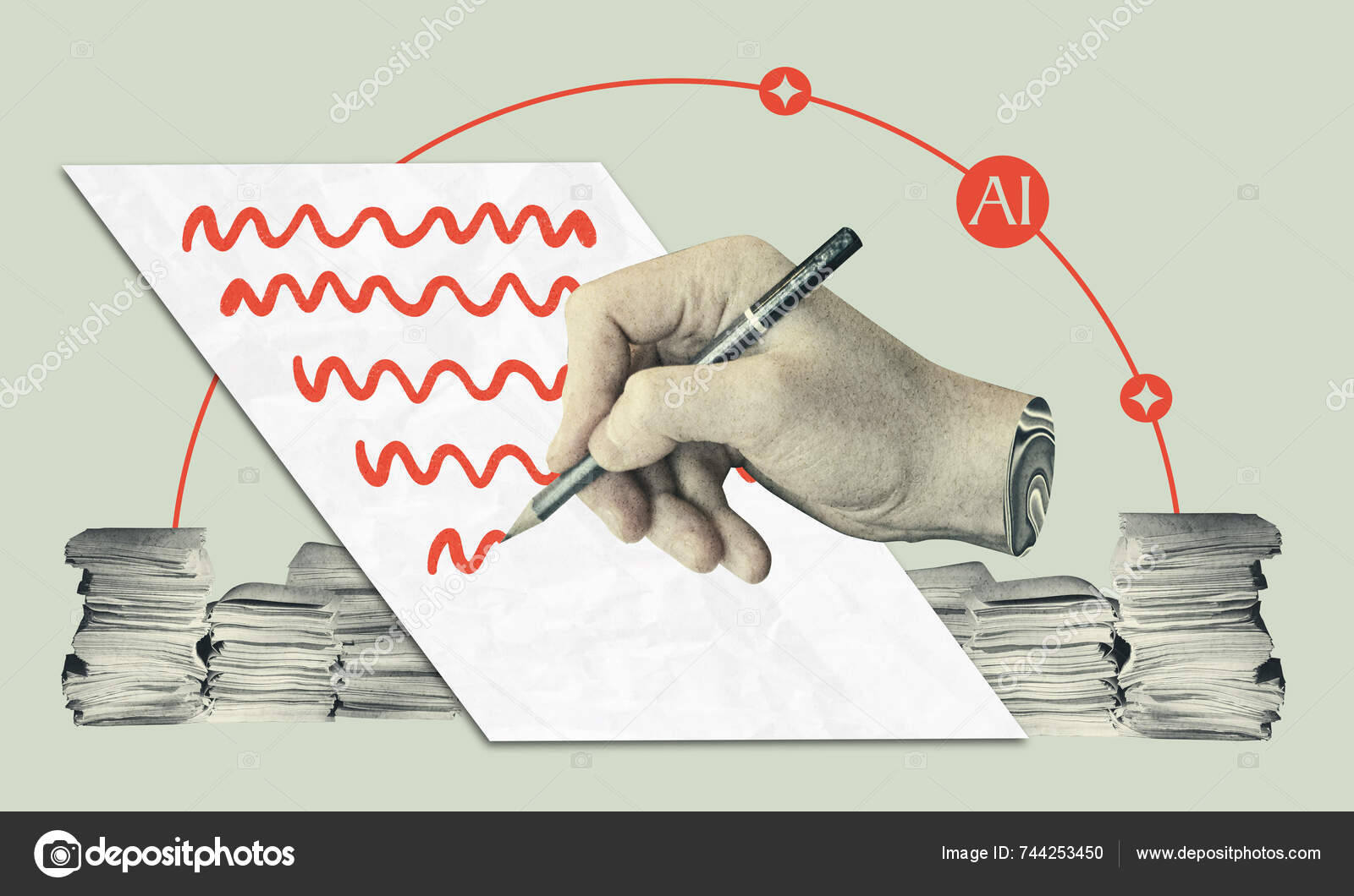 Effective Writing Tools Collage Hand Writing Paper Symbolism Artificial ...