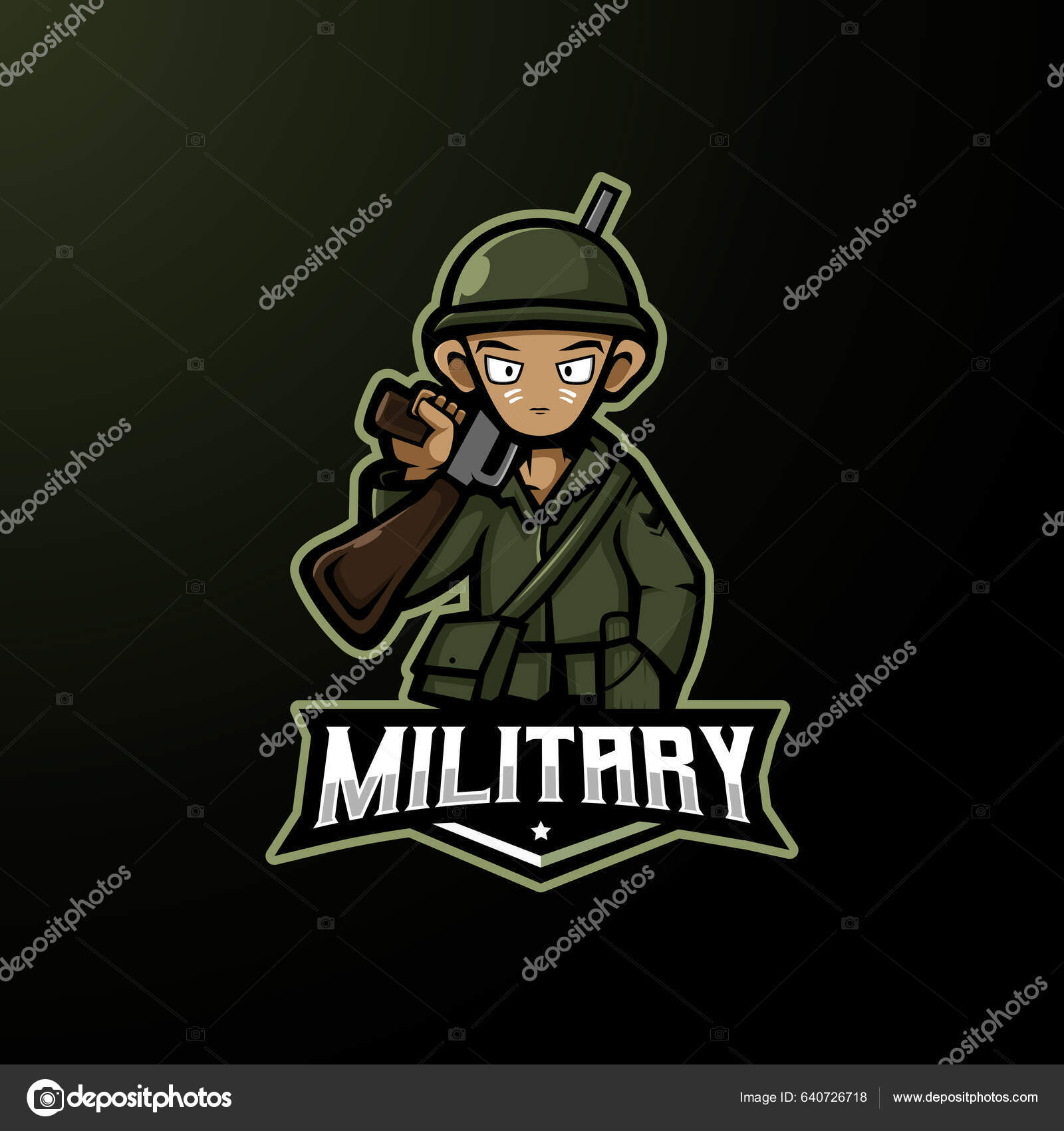 Military Mascot Logo Design Vector Cool Soldier Shotgun Vector de stock ...