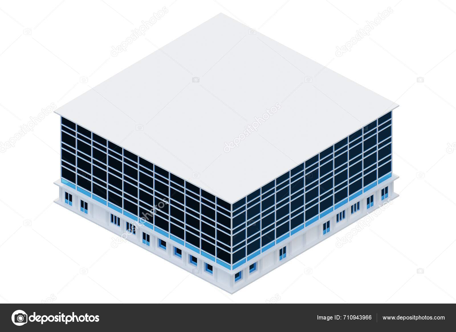 Blue Glass Building Isometric Rendering — Stock Photo © Sudakarn ...