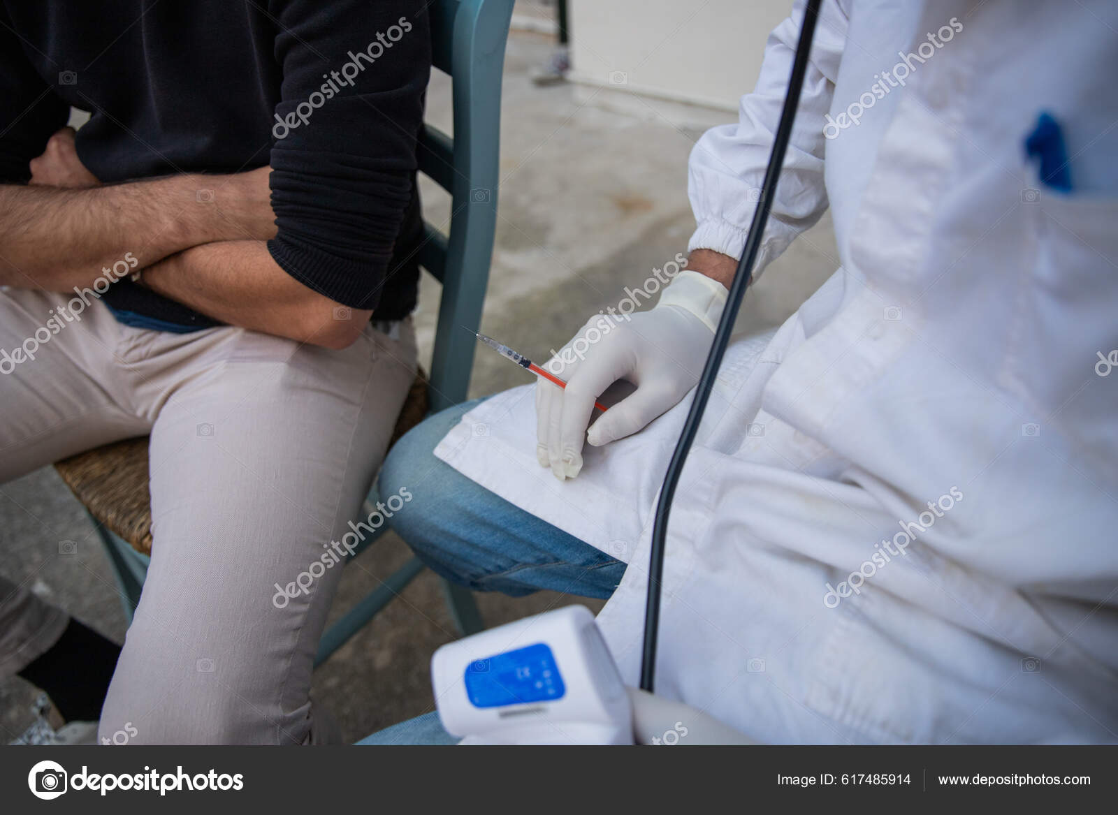 Health Worker Ready Give His Patient Shot Health Injection Concept ...