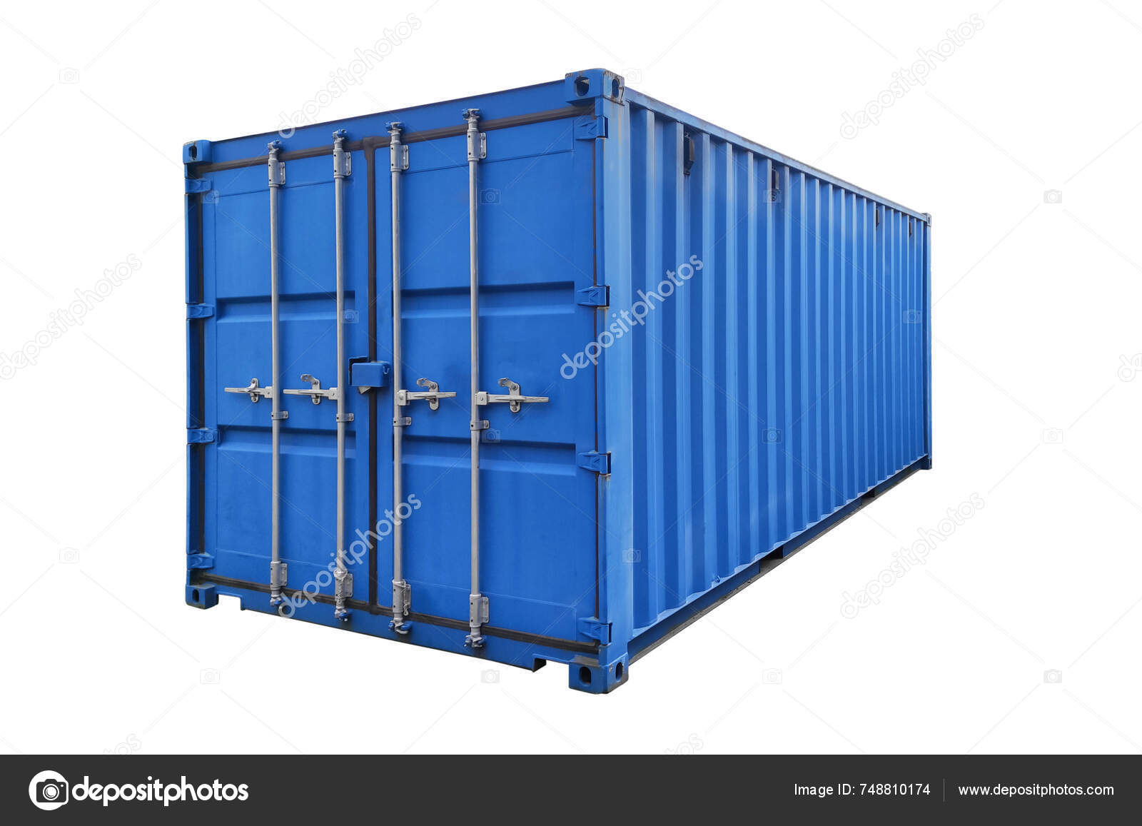 Contenedor Marino Metal Color Azul Para Transporte Mercancías Por Mar ...