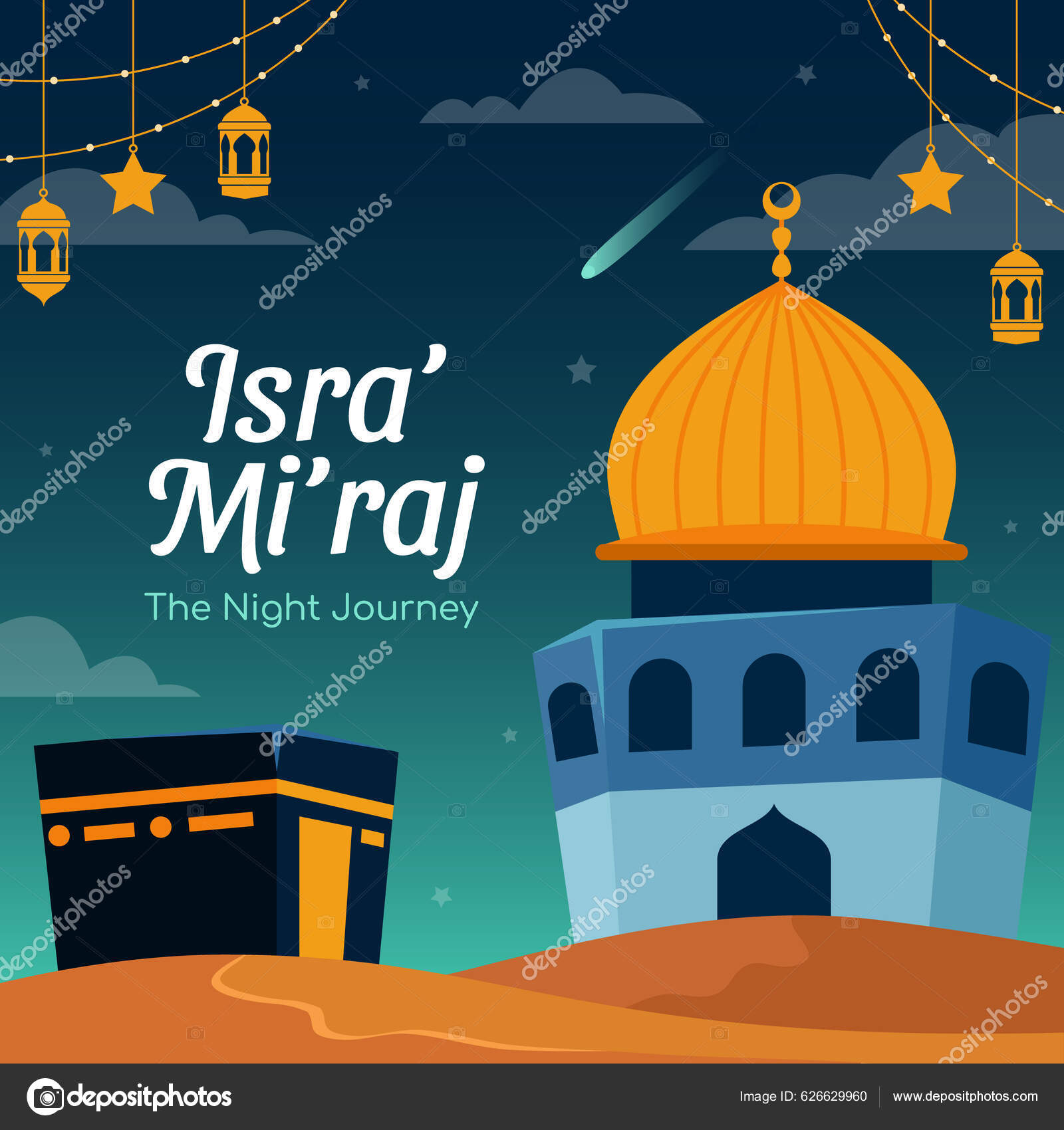 Remembering Spiritual Night Journey Two Holy Place Stock Vector by ...