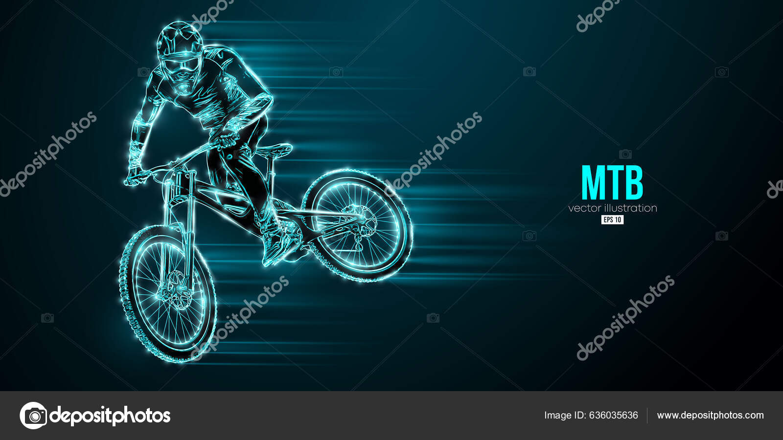 Abstarct Silhouette Mtb Rider Man Doing Trick Isolated Black Background ...