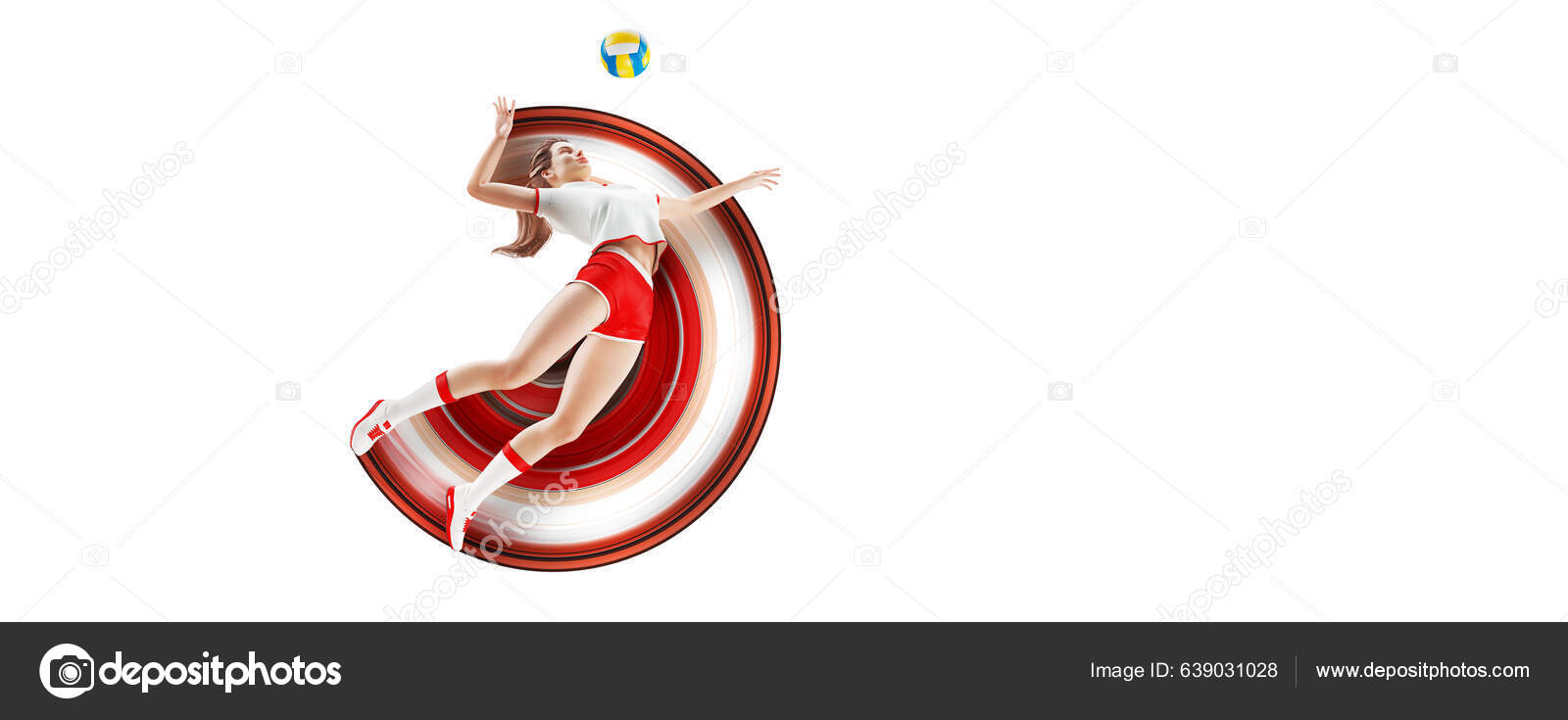 Siluet Realistis Dari Pemain Bola Voli Pada Latar Belakang Putih — Foto ...