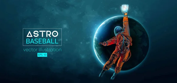 Baseball Player Astronaut Space Action Earth Moon Planets Background ...