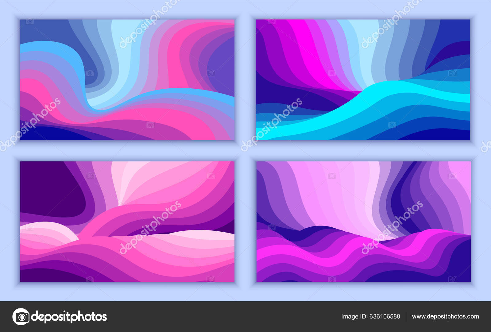 Horizontal Set Wavy Abstract Illustrations Color Tone Transition ...