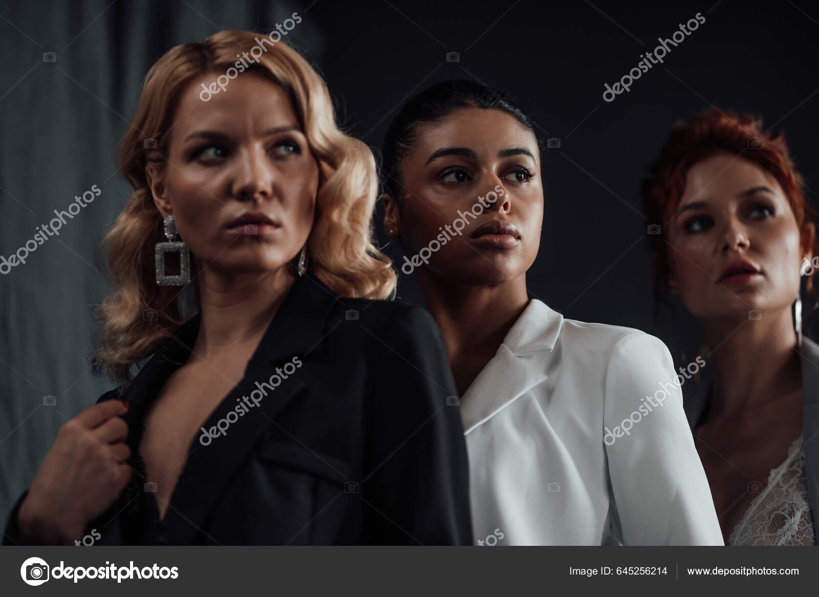 Adult Beauty Elegant Multi Ethnic Group Young Girls Formal Evening ...