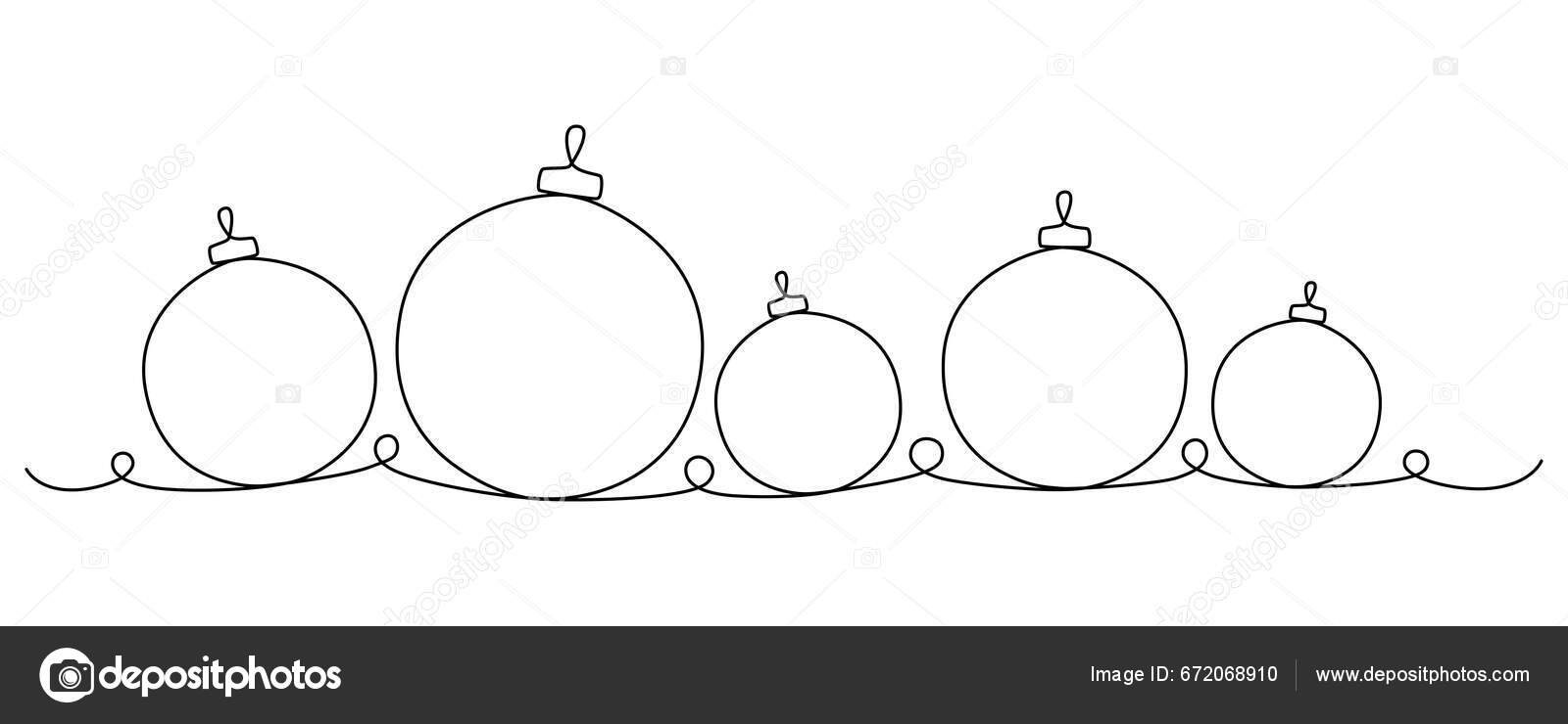 Christmas Ball Continues One Single Line Hand Drawing Sketch Vector ...