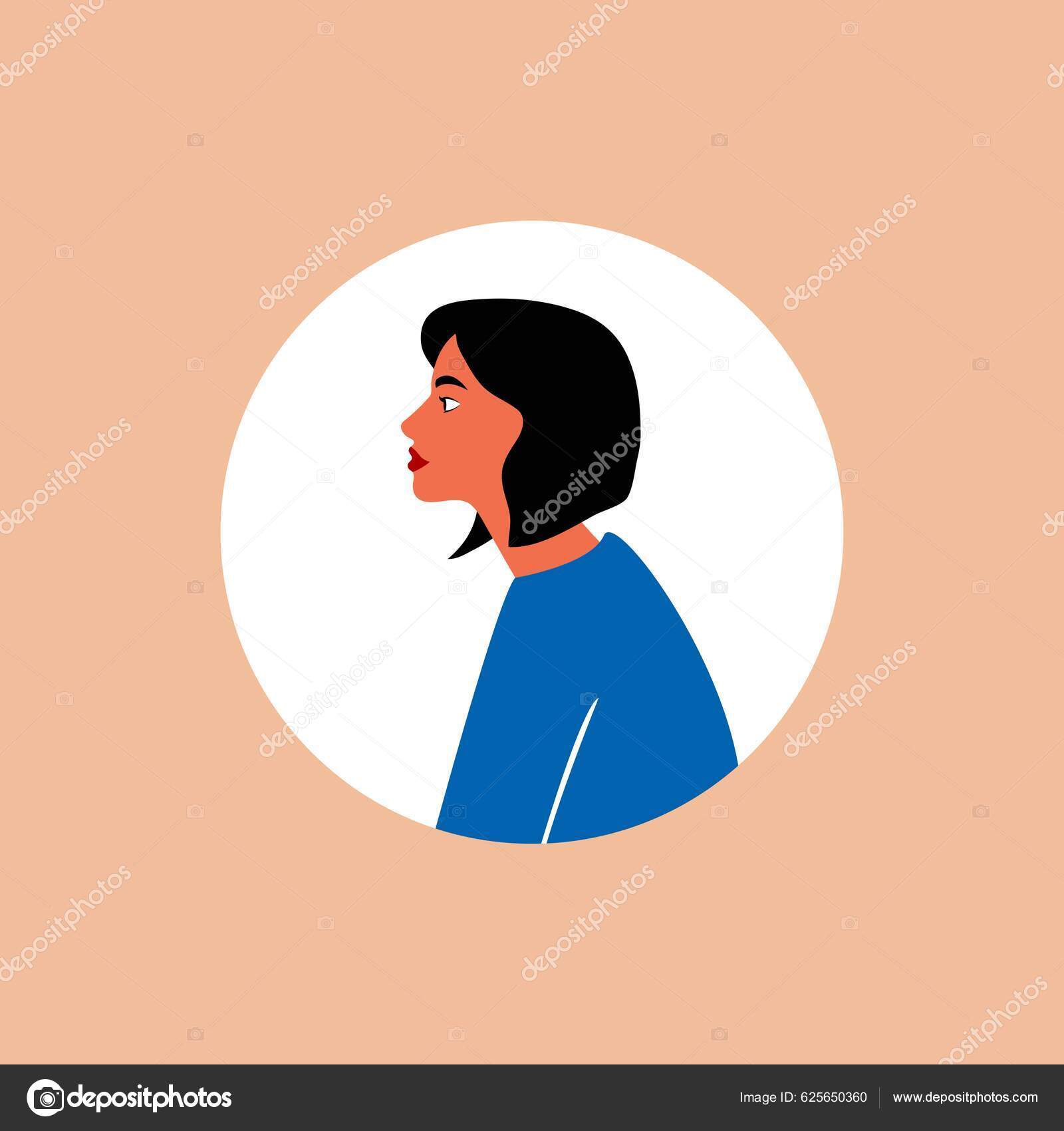 Profile Image Female Avatar Social Networks Half Circle Fashion Beauty ...