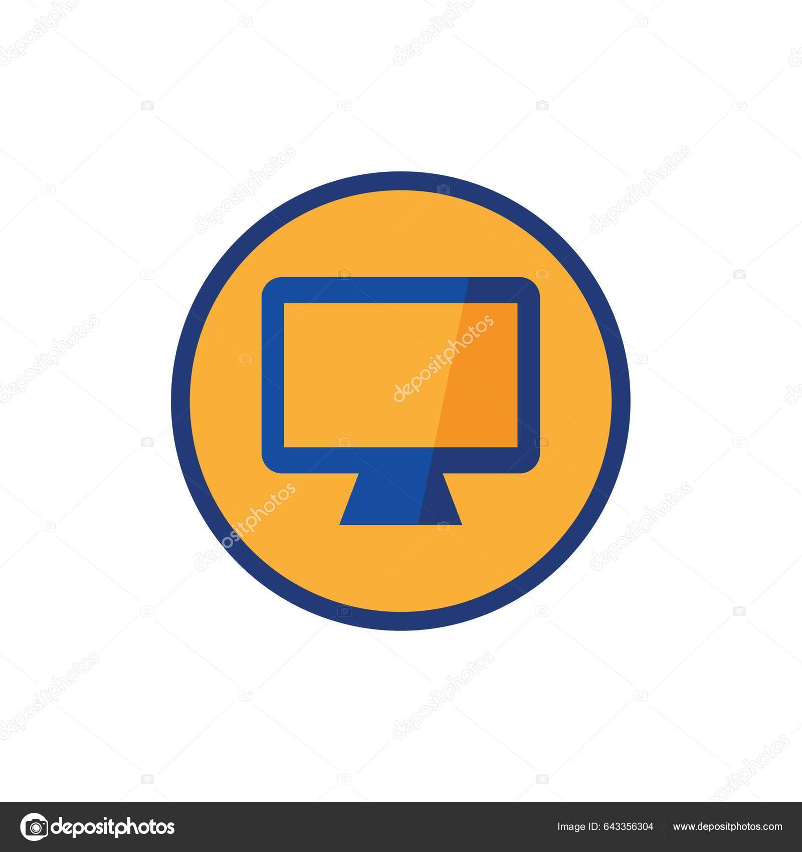 Computer Icon Flat Style Monitor Vector Illustration White Isolated ...