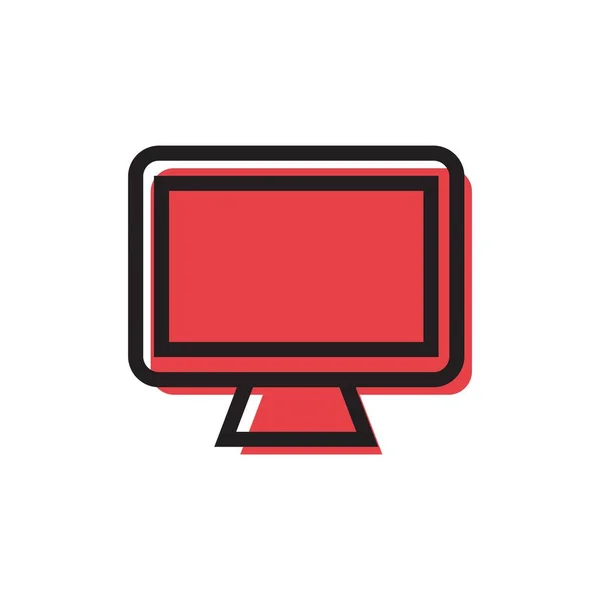 Computer Icon Flat Style Monitor Vector Illustration White Isolated ...