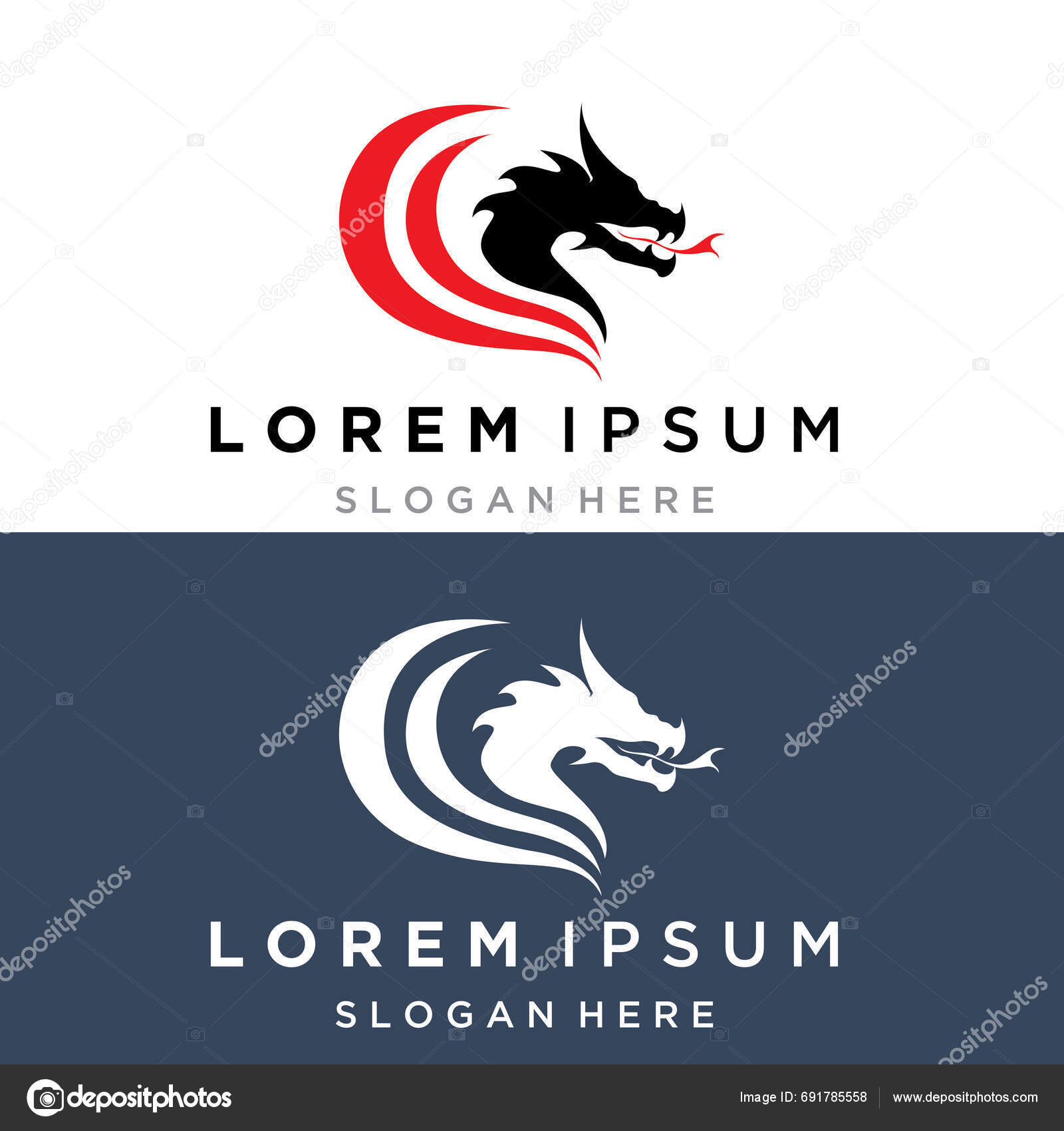 Logo Naga Ikon Simbol Ular Mitos Kuno Tanda Binatang Mitologis Vektor ...