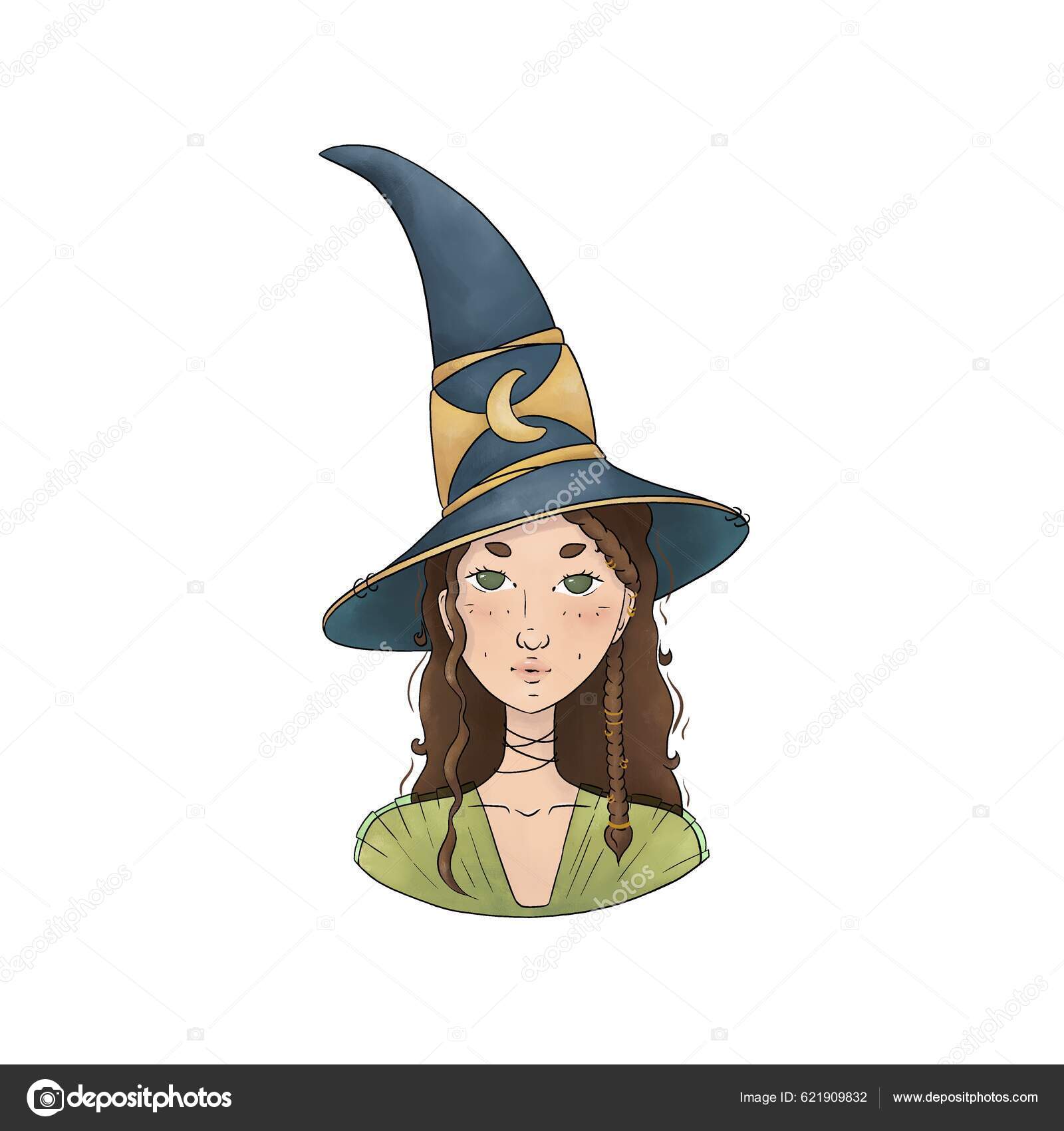 Smiling Young Witch Wearing Typical Witch Hat Young Girl Transparent ...