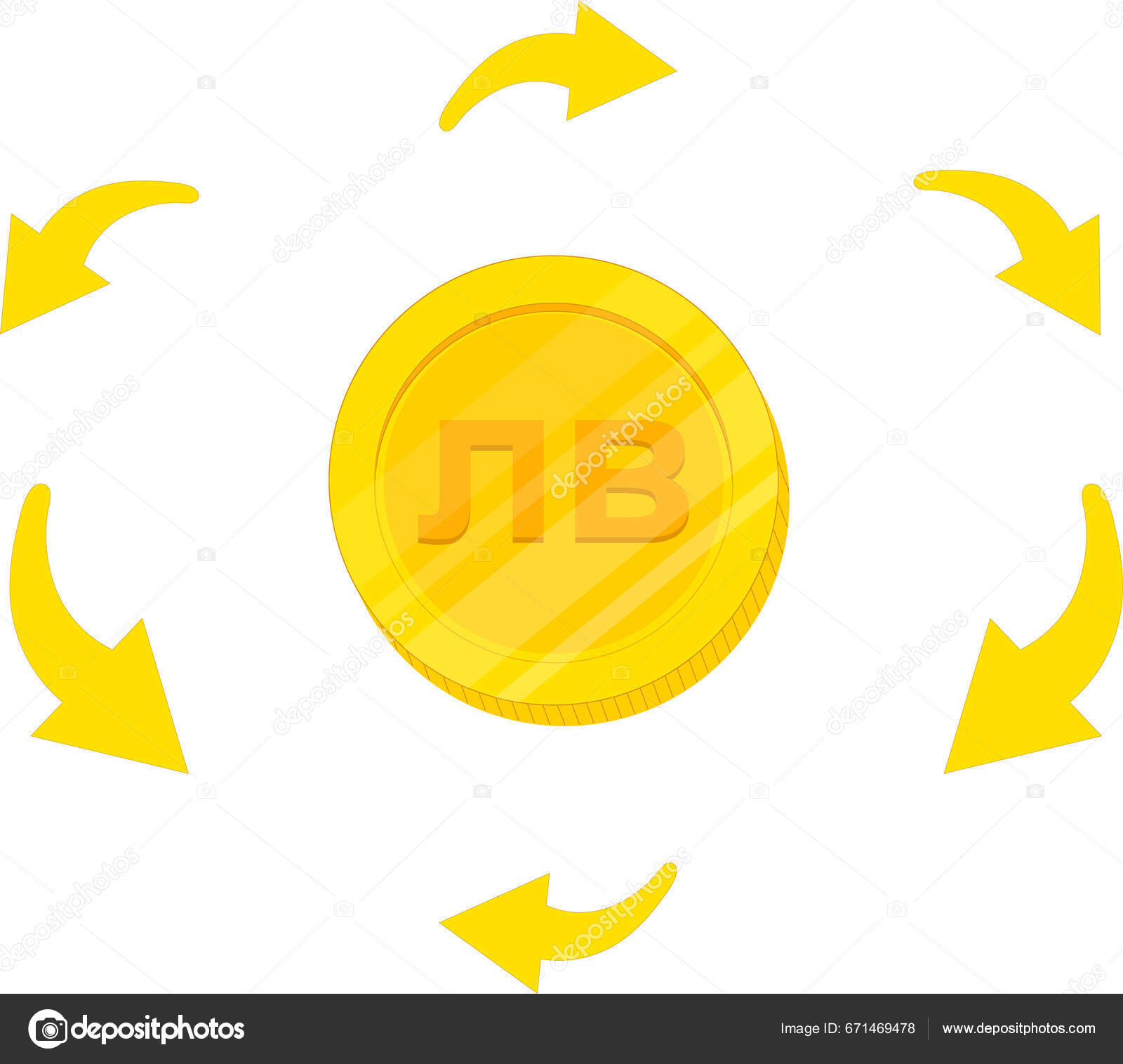 Illustration Long Shadow Coin Symbol Sign Sun Stock Vector by ...