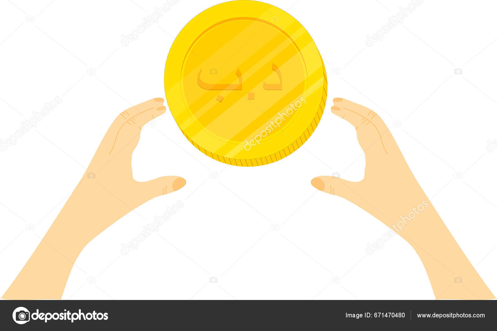Moneda Oro Las Manos Ilustración Vectorial Vector de stock por ...