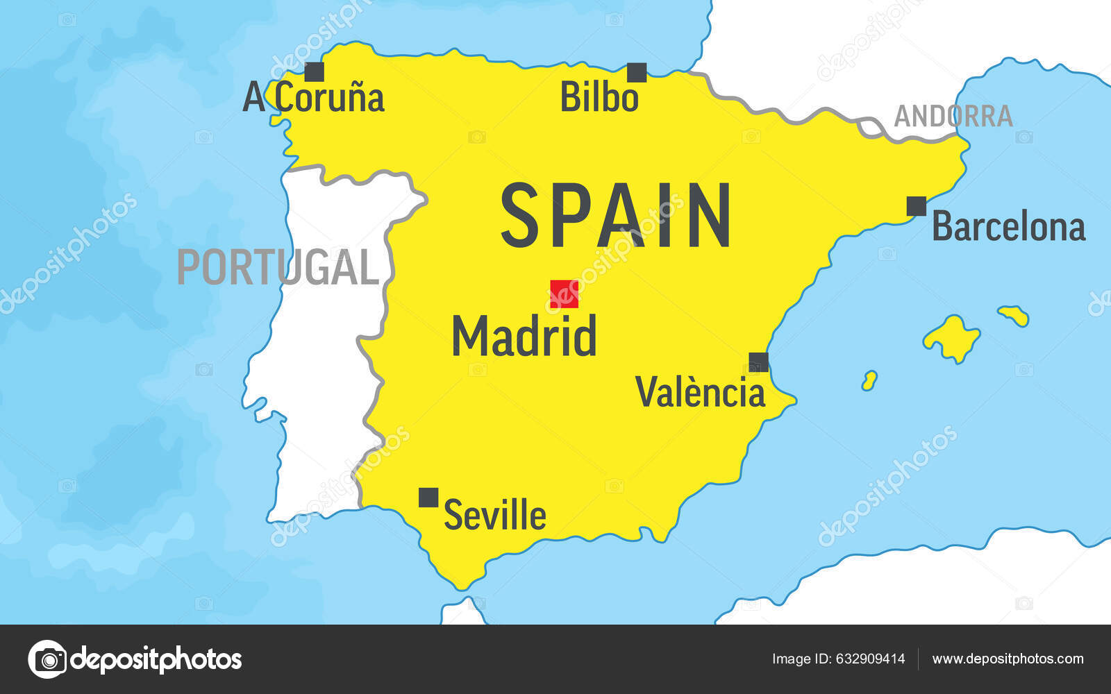Spain Map Zoom World Map Vector Stock Illustration Stock Vector by ...