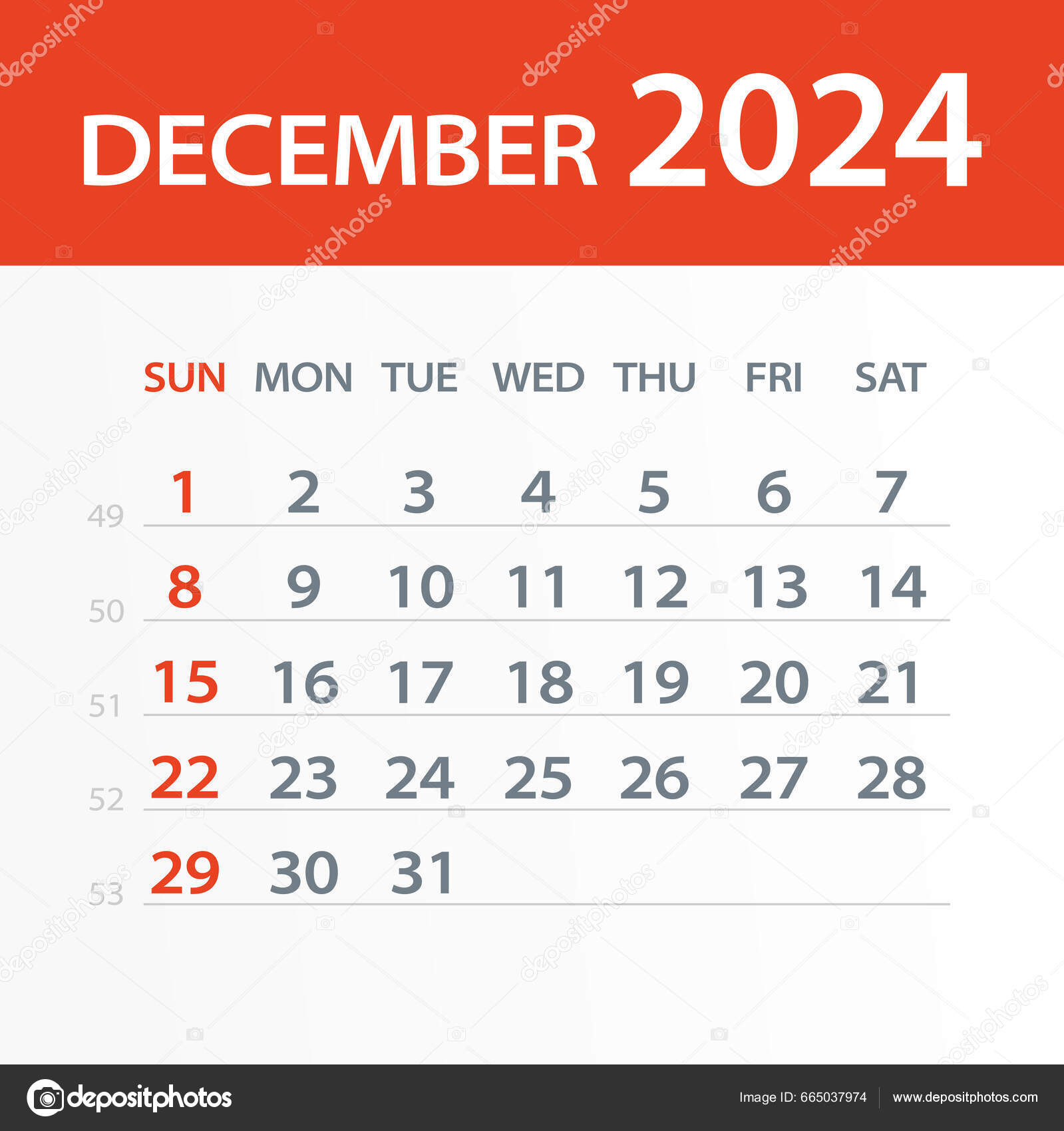 December 2024 Calendar Leaf Vector Illustration Stock Vector by ...