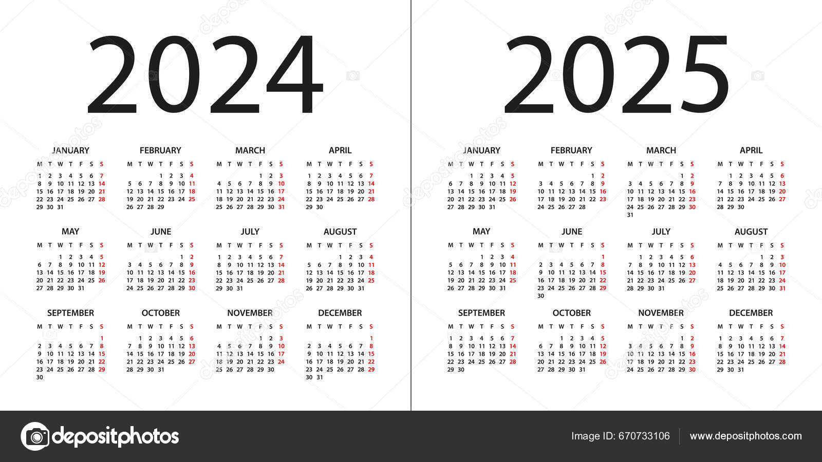 Calendar 2024 2025 Ilustrație Săptămâna Începe Luni Calendar Set Pentru ...