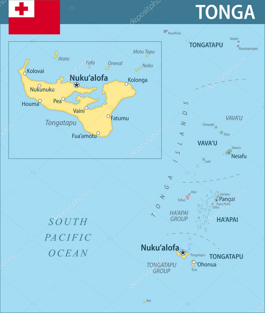 Tonga Map Vector New 2024 Colorful - Personalizable en capas del mapa ...